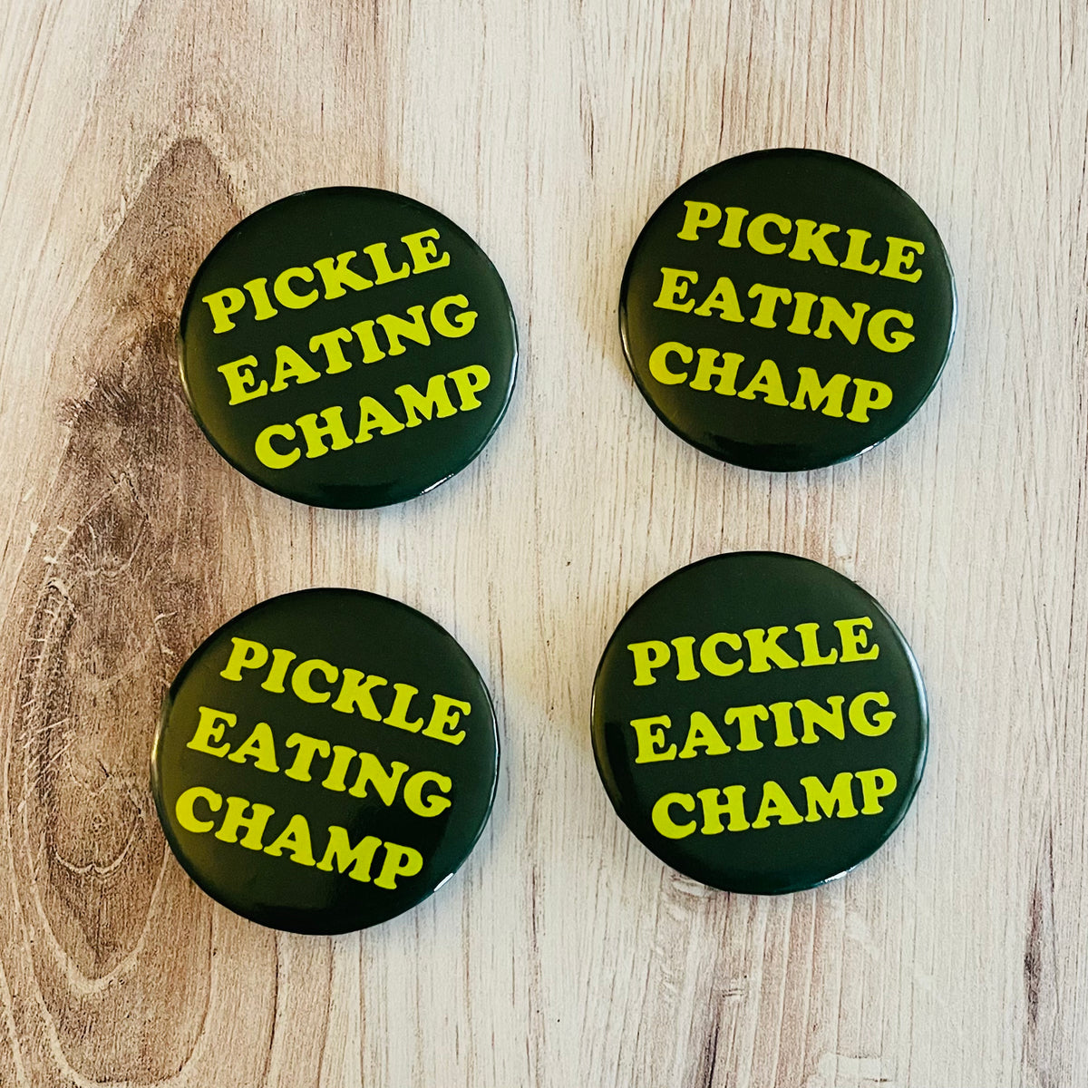Pickle Eating Champ Pinback Button 2.25” – The Silver Spider