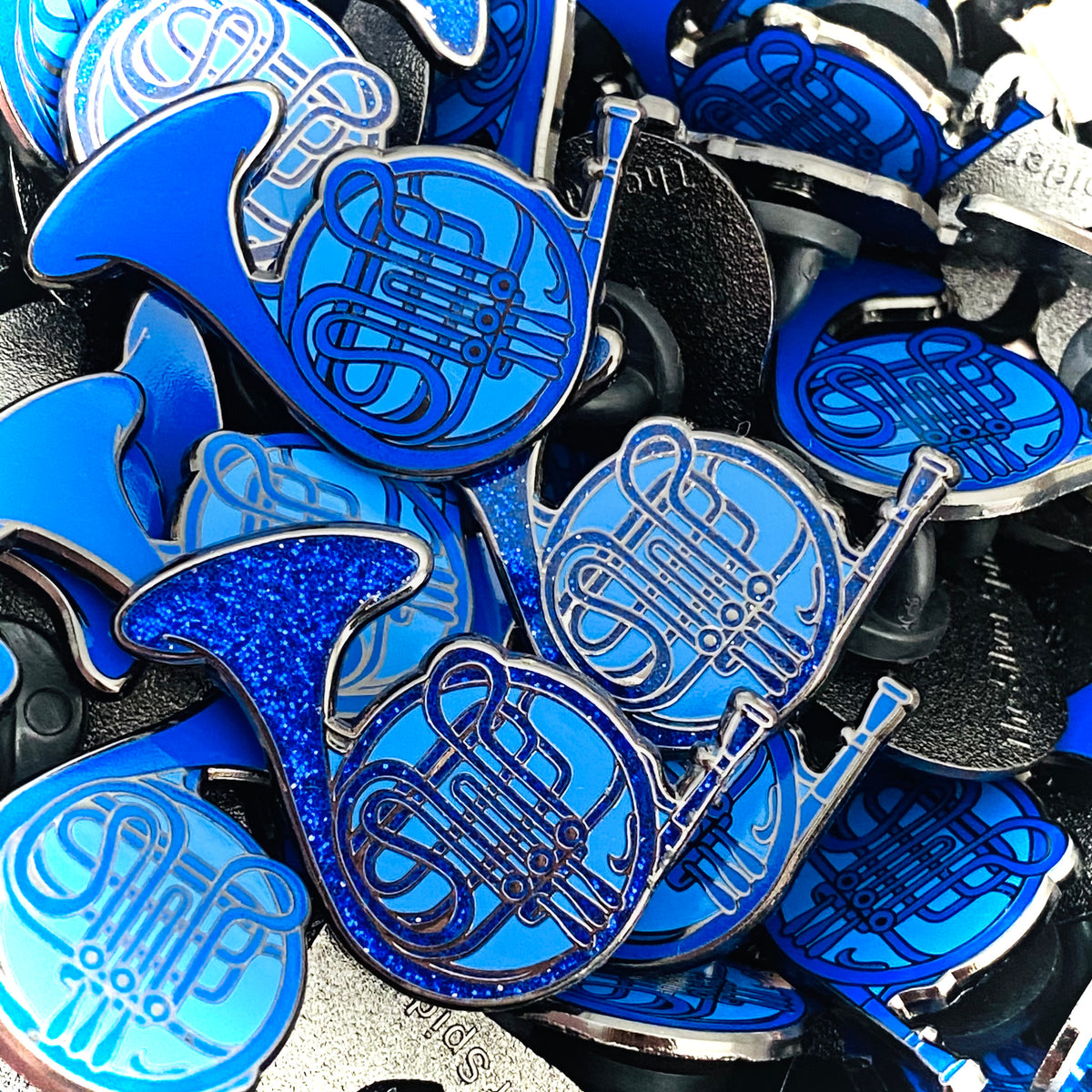 Blue French Horn Enamel Pin – The Silver Spider